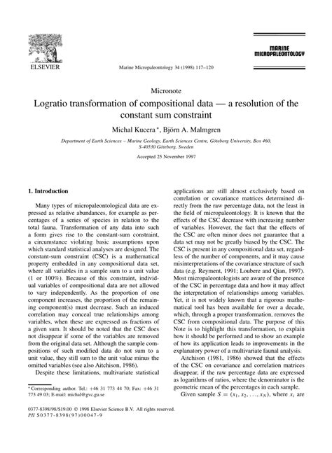 Pdf Logratio Transformation Of Compositional Data—a Resolution Of The