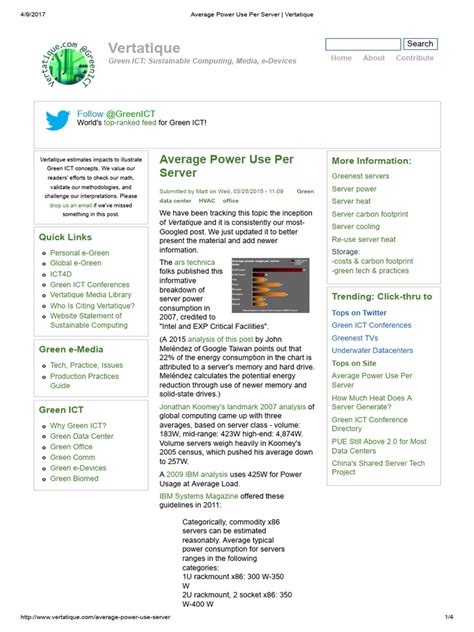Average Power Use Per Server Vertatique Pdf Data Center Server Computing