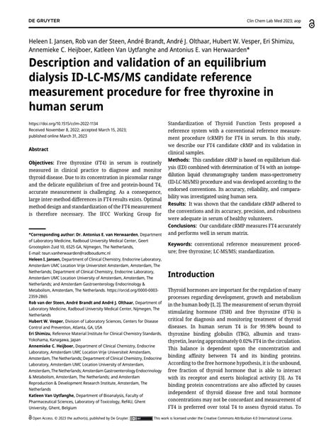 Pdf Description And Validation Of An Equilibrium Dialysis Id Lc Ms Ms Candidate Reference