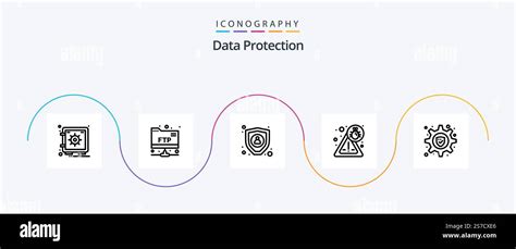 Data Protection Line 5 Icon Pack Including Setting Encryption Security Virus Stock Vector