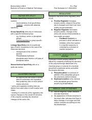 Biochemistry Midterm Pdf Biochemistry In MLS Bachelor Of Science In Medical Technology R J