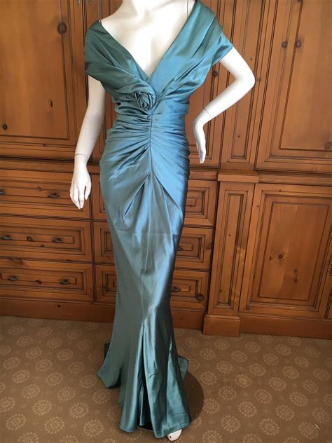Christian Dior By John Galliano Exquisite Low Cut Silk Evening Dress At