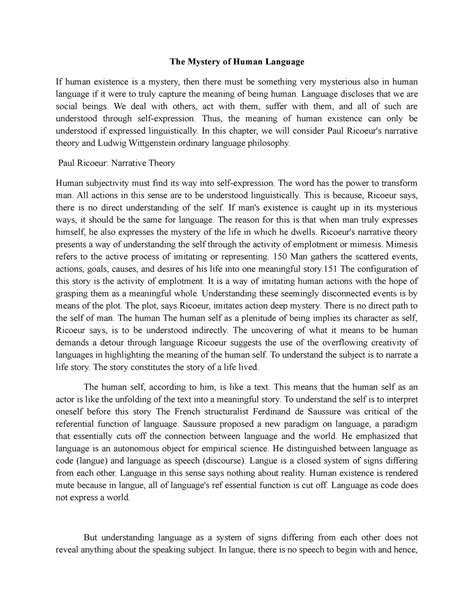 Languageandlogic Lecture Notes The Mystery Of Human Language If Human Existence Is A
