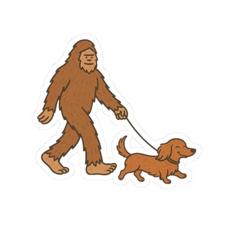 Funny Bigfoot Walking Dachshund Kiss Cut Stickers T Idea Vinyl