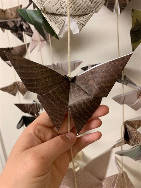 Origami Butterfly Wall Decor With Leaves Etsy
