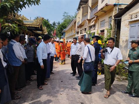 ငလျင်လှုပ်ခတ်မှုကြောင့် ထိခိုက်ပျက်စီးခဲ့သည့် နေရာများသို့ ဧရာဝတီတိုင်းဒေသကြီး အစိုးရအဖွဲ့ ဝန်က