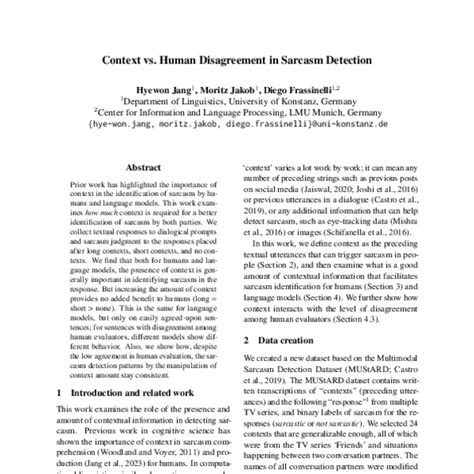 Context Vs Human Disagreement In Sarcasm Detection Acl Anthology