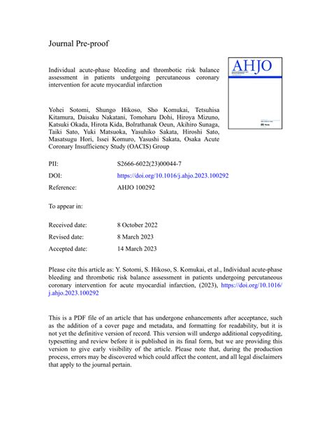 Pdf Individual Acute Phase Bleeding And Thrombotic Risk Balance