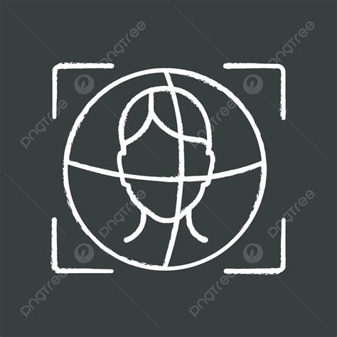 3d Face Id Scanner Chalk Icon System Hand Drawn Scanning Vector System Hand Drawn Scanning