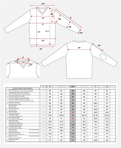 Premium Vector Long Sleeve T Shirt With Measurements Chart Details