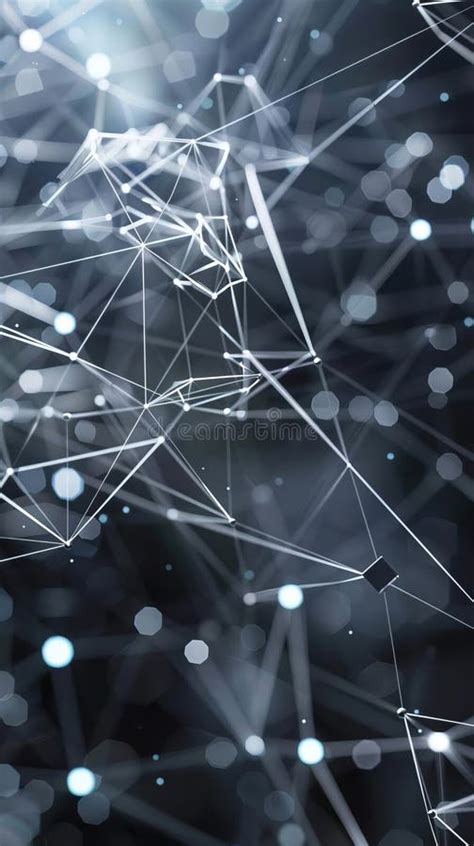 Illustration 3d Model Futuristic Network Of Interconnected Geometric Shapes And Lines