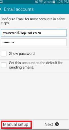 Mailbox Setup Android IMAP