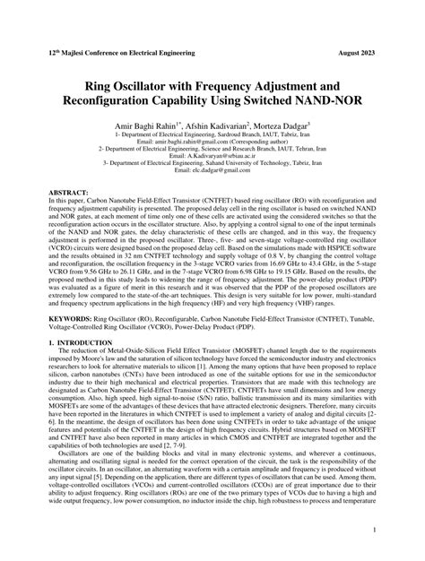 Pdf Ring Oscillator With Frequency Adjustment And Reconfiguration Capability Using Switched
