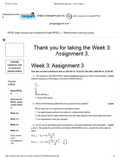 Reinforcement Learning Unit 6 Week 3 Pdf Statistical Theory Applied Mathematics