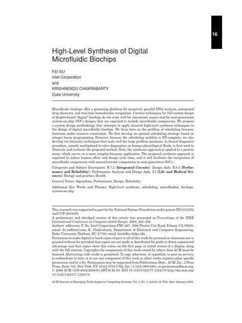 High Level Synthesis Of Digital Microfluidic Biochips Download Free