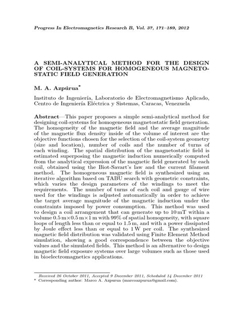 A Semi Analytical Method For The Design Of Coil Systems For Homogeneous Magnetostatic Field