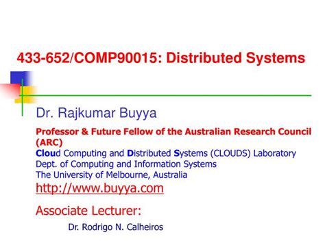 Ppt 433 652comp90015 Distributed Systems Powerpoint Presentation