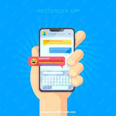 플랫 스타일의 모바일 메신저 앱 무료 벡터