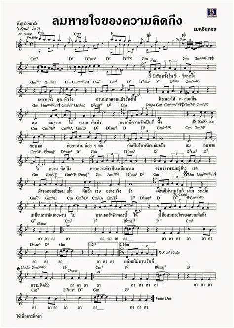 โน้ตและคอร์ด เพลง ลมหายใจของความคิดถึง แมคอินทอช