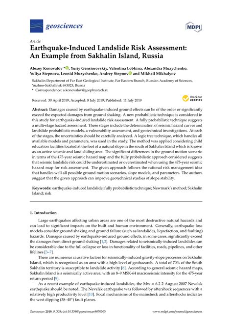 Earthquake Induced Landslide Risk Assessment An Example From Sakhalin Island Russia Docslib
