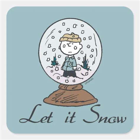 Peanuts Charlie Brown Snow Globe Square Sticker Zazzle