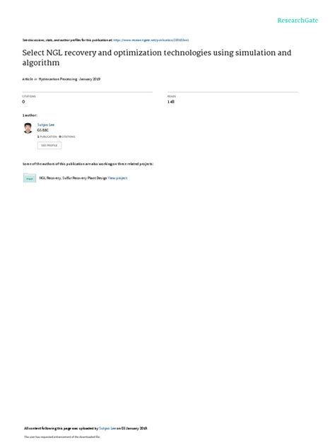 Select Ngl Recovery And Optimization Technologies Using Simulation And
