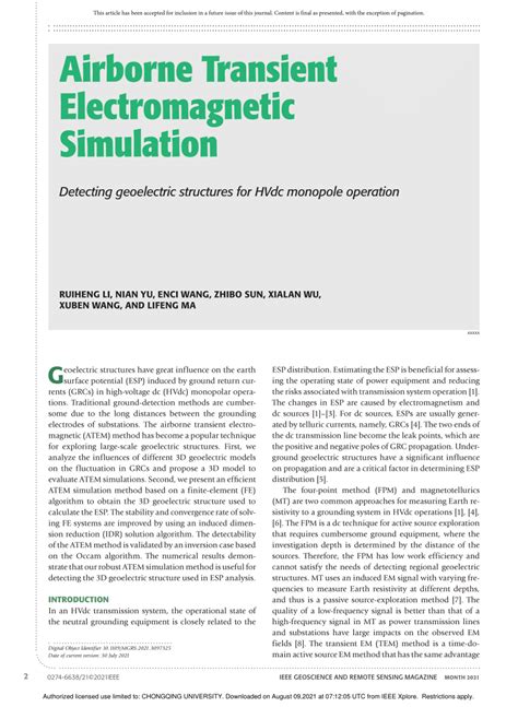 Pdf Airborne Transient Electromagnetic Simulation Detecting