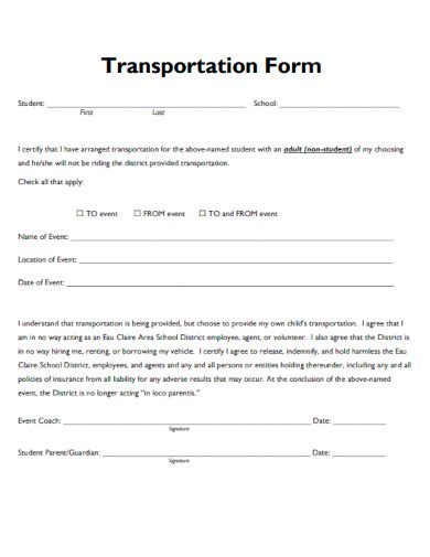FREE Transportation Form Samples In MS Word Google Docs PDF