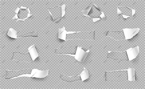 خرید و قیمت کاغذ پاره شده با لبه‌های متفاوت مجموعه شفاف واقعی جدا شده وکتور آزاد ترب
