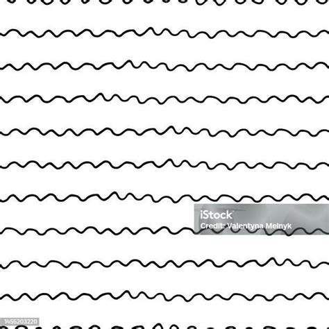 손으로 그린 잉크 낙서 간단한 물결 패턴입니다 단색 흑백으로 표현 원활한 추상 배경 트렌디한 브러시 마크 벡터 그림 검은색에 대한 스톡 벡터 아트 및 기타 이미지 Istock