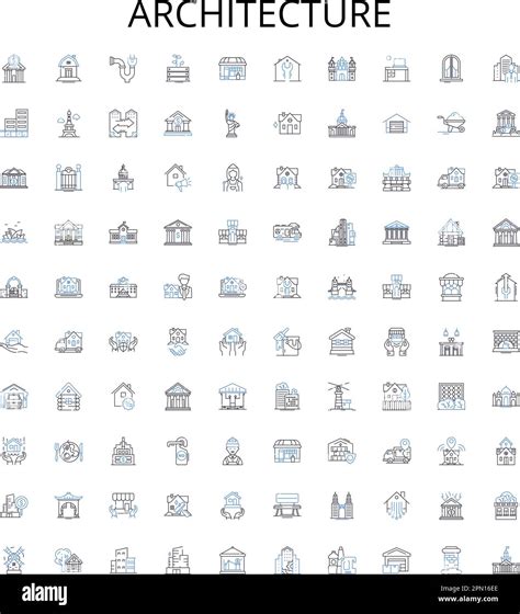 Architecture Outline Icons Collection Architecture Structure Design Building Urbanism Home