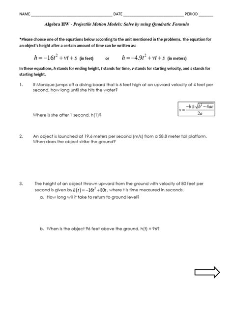 B4 Hw Projectile Motion Models Pdf