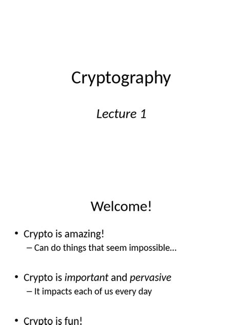 Lec 1 Pdf Cryptography Encryption