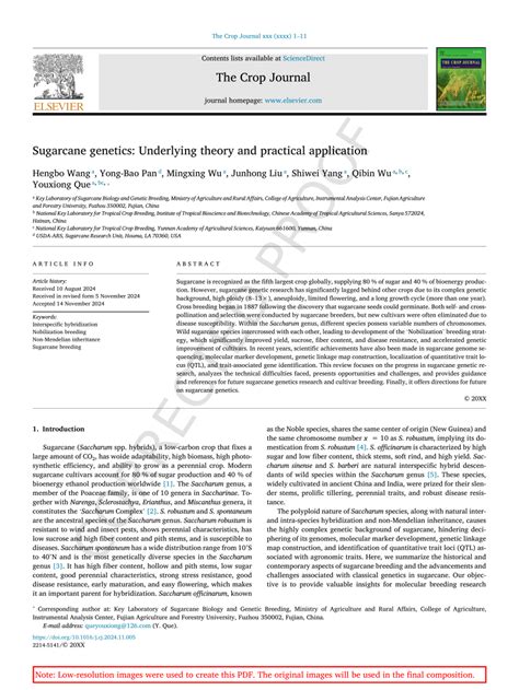 Pdf Sugarcane Genetics Underlying Theory And Practical Application