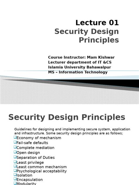 Security Design Principles Lecture 02 Pdf Security Computer Security