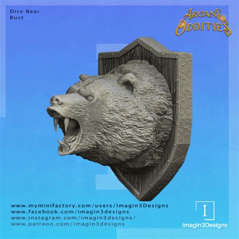 3d Printable Dire Bear Bust By Imagin3designs
