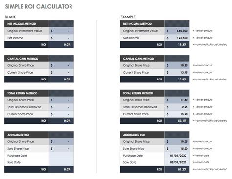 Roi Excel Template