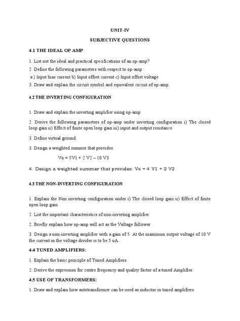 Unit 4 Subjective Questions Pdf