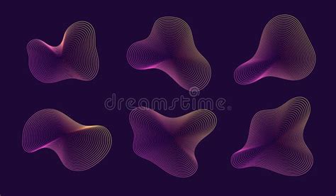 Dynamic Amorphous Shapes Abstract Fluid Forms With Gradient Liquid Shape Made Of Lines With