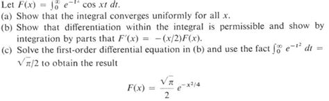 Solved Let F X Integral Infinity E T Cos Xt Dt Chegg Com