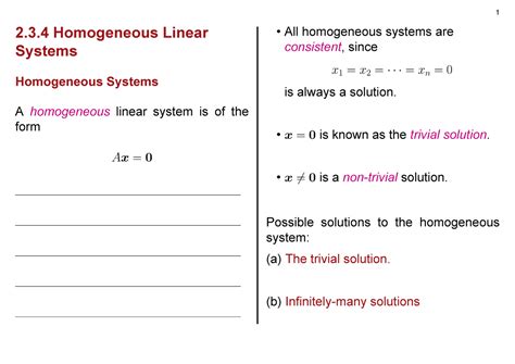 Lecture 6 Mathematical Equations 23 Homogeneous Linear Systems