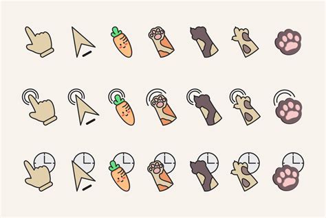 Set Of Cute Mouse Click Cursor Icon Mouse Pointer Set 23888245 Vector Art At Vecteezy