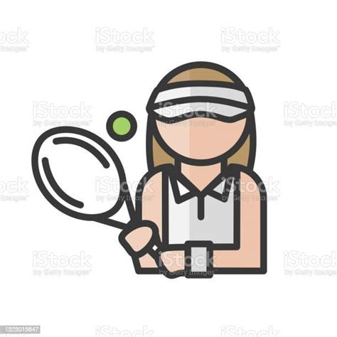 여성 테니스 선수 아바타 스포츠 캐릭터를 재생 하는 여자 프로필 사용자 사람 피플 아이콘입니다 벡터 일러스트레이션 아바타에 대한 스톡 벡터 아트 및 기타 이미지 Istock