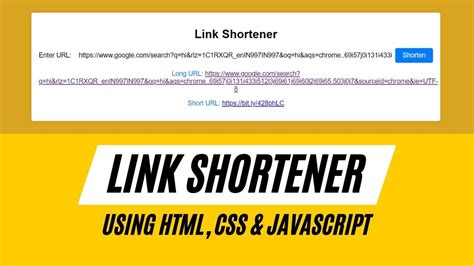 Create A Link Shortener Website Using Html Css And Javascript Web