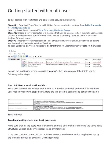 Tekla User Assistance Getting Started With Multi User 2020 03 23