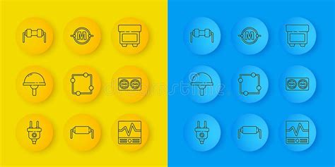 Set Line Electric Plug Light Emitting Diode Circuit Scheme Electrical Measuring Instruments