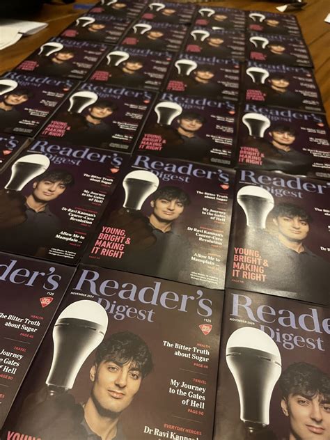 Thrilled And Honored To Have My Venture Featured On The Cover Page Of Readers Digest Uday
