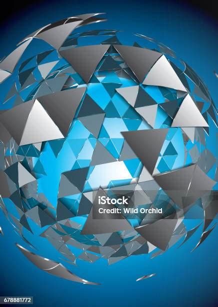 추상 기하학적 배경 3차원 형태에 대한 스톡 벡터 아트 및 기타 이미지 3차원 형태 구 금속 Istock