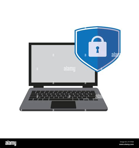 Computer Security Protect Your Laptop Concept Laptop And Shield Icon