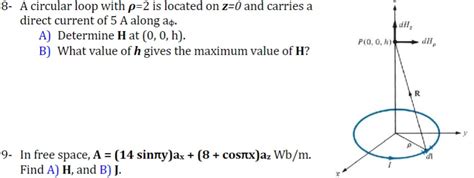 Solved Answer 8 ﻿please8 ﻿a Circular Loop With ρ2 ﻿is
